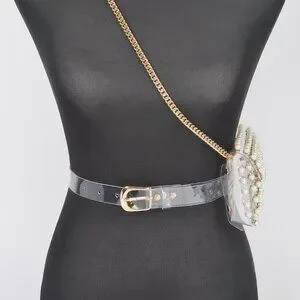 BB Boutique | Bags | Rhinestone Clear Belt Bag Wchain | Poshmark